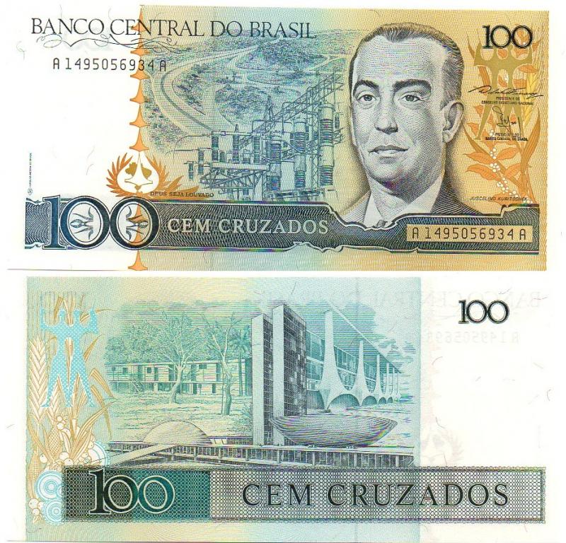 Brazil Бразилія - 5 шт х 100 Cruzados 1987 UNC Pick 211b JavirNV — Купуйте на Newauction.org за ...