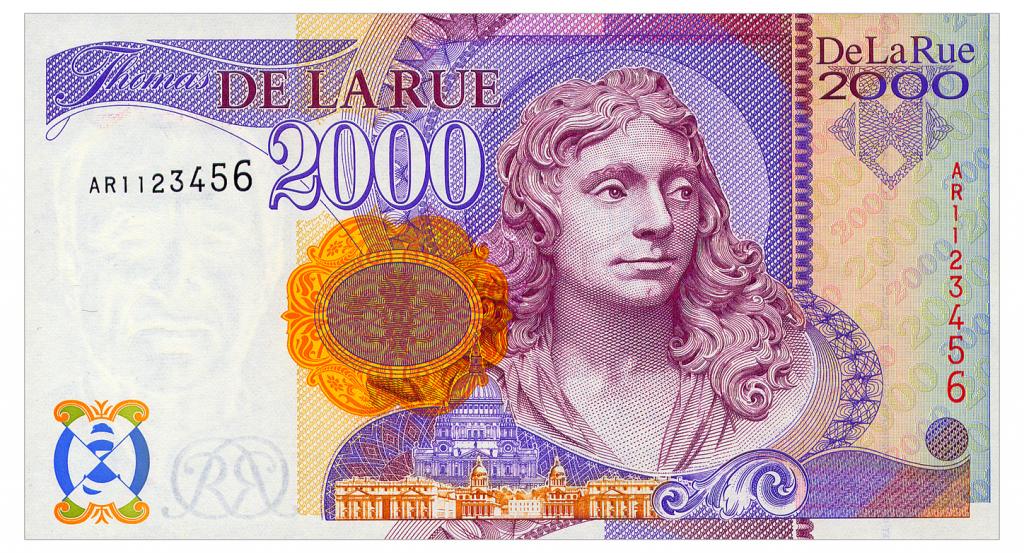 ВЕЛИКОБРИТАНИЯ PNL GREAT BRITAIN TEST NOTE; DE LA RUE; CHRISTOPHER WREN ...