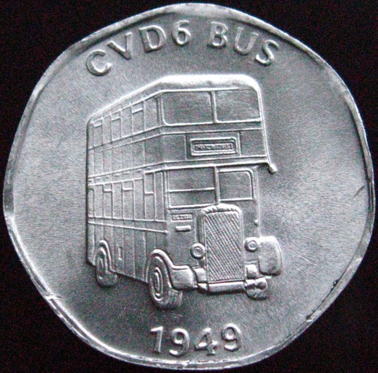 [A6] Великобританія, транспортний жетон 20 пенсів, UNC - CVD6 Bus 1949
