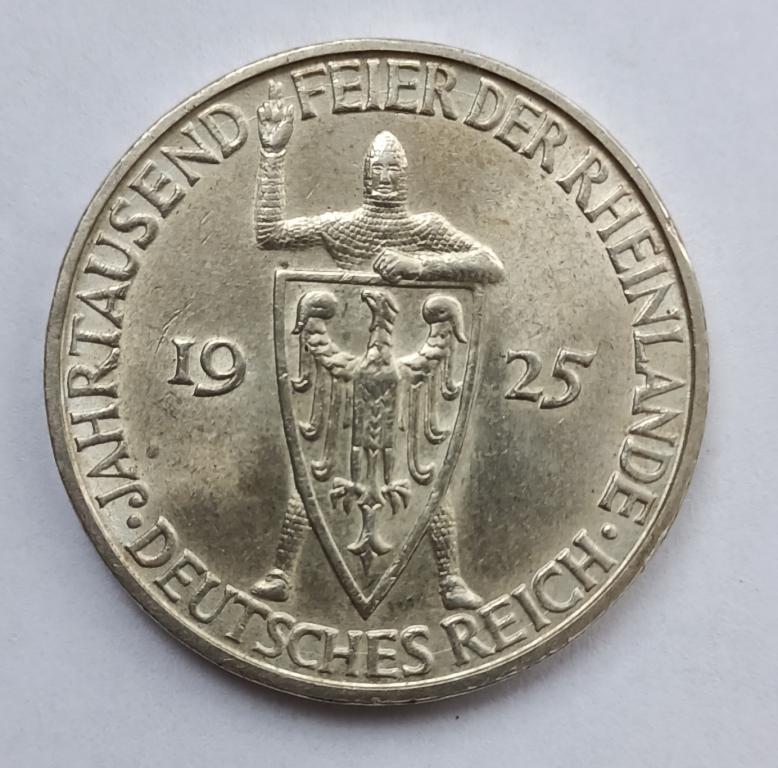 Веймарська республіка 3 рейхсмарки 1925 D, Рейнланд, срібло — Купуйте на Newauction.org за ...
