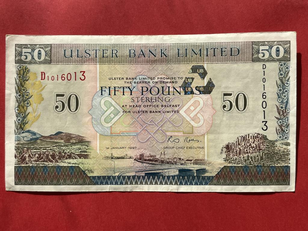 Великобритания Северная Ирландия 50 фунтов 1997 Ulster Bank отличная ...