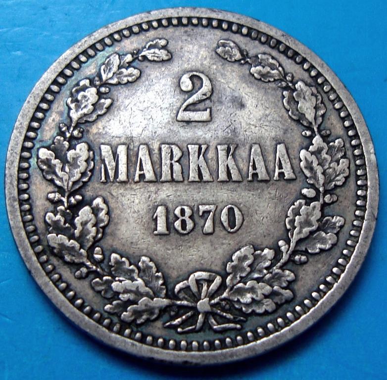 ЦАРСКАЯ ФИНЛЯНДИЯ - 2 МAРКИ 1870 АЛЕКСАНДР II - РЕДКАЯ МОНЕТА В ОТЛИЧНЕЙШЕМ СОСТОЯНИИ! С 1 ГРН ...