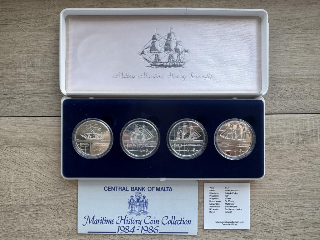 Мальта 5 лир 1984-1986 гг. Серебро. Корабль. 4 шт — Купуйте на Newauction.org за вигідною ціною ...