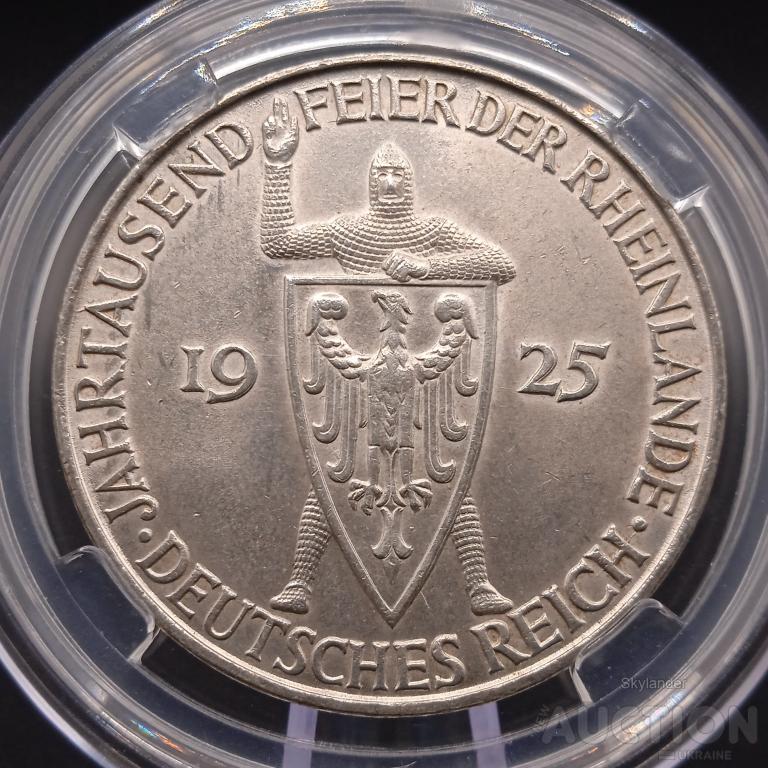5 рейхсмарок 1925 D Лицар / 1000-на річниця - Рейнська область (Рейнланд) / Аукціон від 1 гривні ...